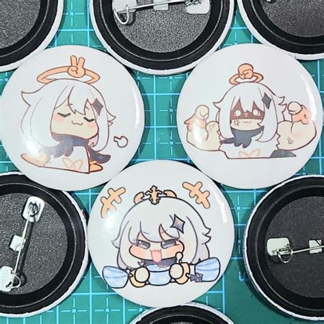 Paimon Genshin Impact Pin Up Button Pin Press Pin Unofficial Mm Mm Emoticon Chibi