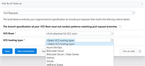 Cant Find Vcs Hosting Type For Plastic Scm When I Want To Implement Pr Builds In Teamcity