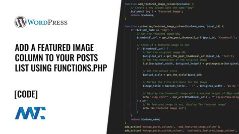 Wordpress Add A Featured Image Column To Your Posts List In Your Theme