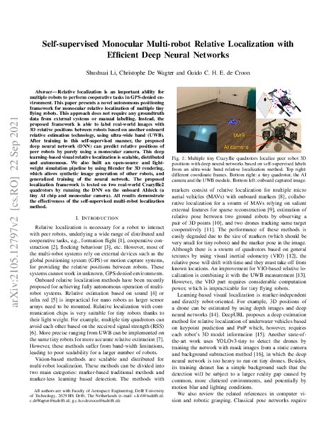 Pdf Self Supervised Monocular Multi Robot Relative Localization With Efficient Deep Neural