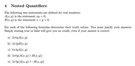 solved 4 nested quantifiers the following two statements are