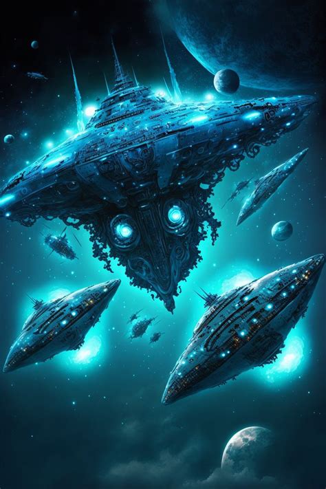 Sci Fi Art Alien Spaceship In Sky