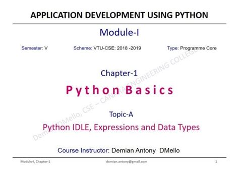 Demian Antony Dmello On Linkedin Python Programming Adp Vtu Cse 18cs55 Module 1 Chapter 1