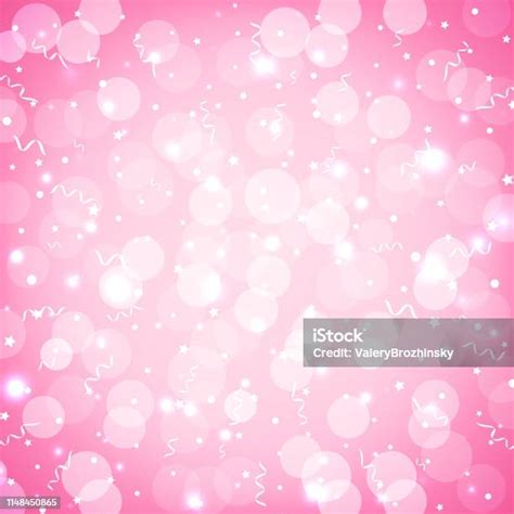 색종이 Bokeh와 뱀 축제 파티 핑크 배경 반짝 부드러운 분홍색 파스텔 휴일 배경입니다 벡터 인사말 카드 School Carnival에 대한 스톡 벡터 아트 및 기타