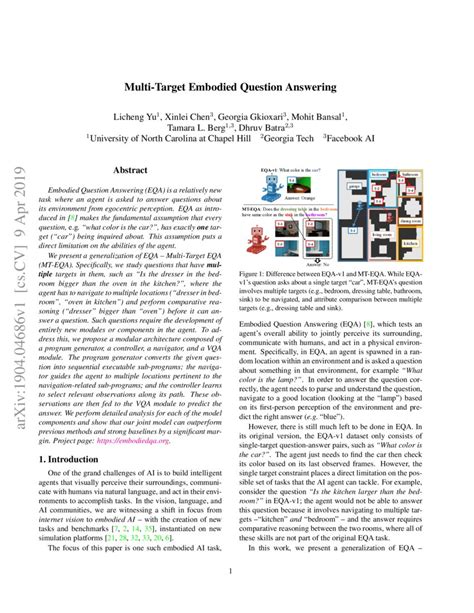 Multi Target Embodied Question Answering Deepai