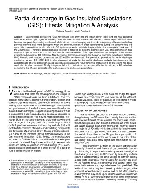 Partial Discharge In Gas Insulated Substations Gis Effects Mitigation Analysis Download Free