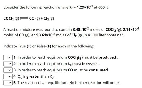 Solved Consider The Following Reaction Where KC Chegg Com