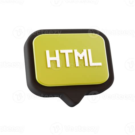 D Speech Bubble Object With HTML Text On Transparent Background PNG
