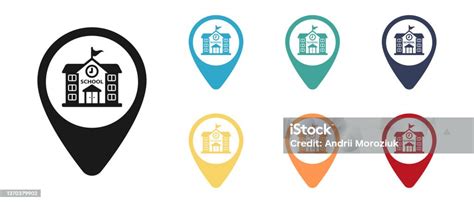 학교 교육 개념 지도에 표시합니다 여러 가지 색상의 아이콘 집합입니다 그림 가리키기에 대한 스톡 벡터 아트 및 기타 이미지 가리키기 가상현실 개념 Istock