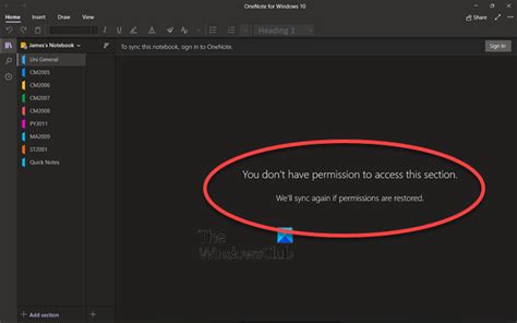 You Dont Have Permission To Access This Section Onenote Error