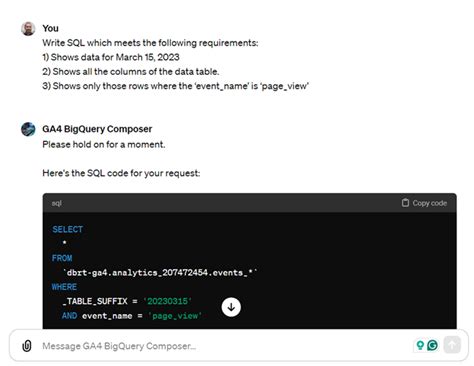 query ga4 data in bigquery without understanding sql