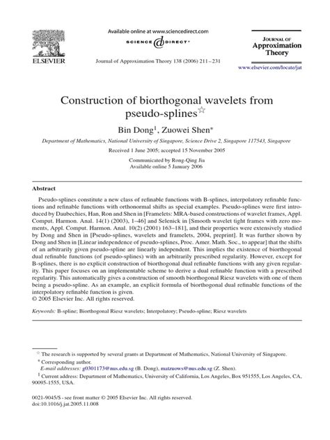 Biorthogonalwavelet1 Pdf Distribution Mathematics Function