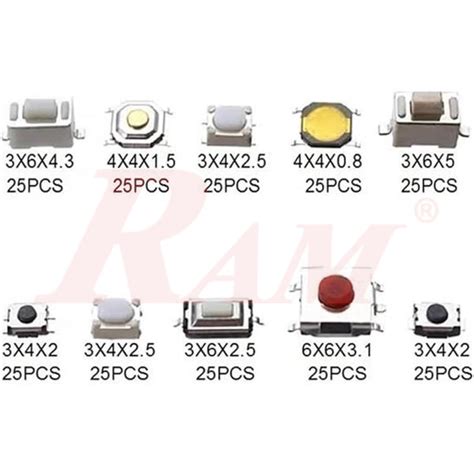 Box Of 250pcs Tack Button Switch Kit Ram Electronics Website