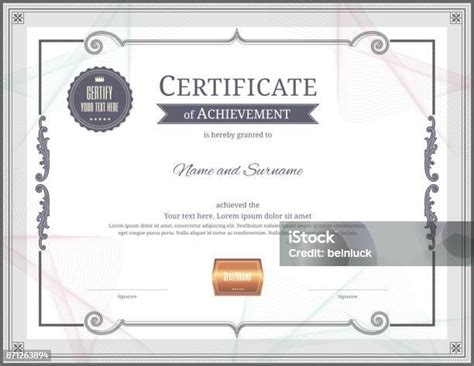 우아한 테두리 프레임 졸업 또는 수료 디플로마 디자인 럭셔리 인증서 템플릿 감탄에 대한 스톡 벡터 아트 및 기타 이미지 감탄