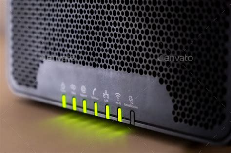 LED Indicators Of A Router Flash With A Wi Fi Signal Stock Photo By Joaquincorbalan