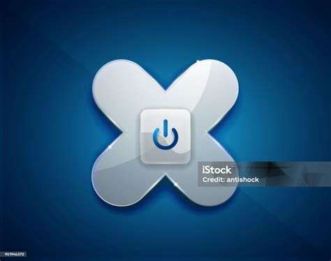 유리 투명 효과 전원 시작 버튼에 아이콘을 벡터 Ui 또는 애플 리 케이 션 심볼 디자인 검은색에 대한 스톡 벡터 아트 및 기타