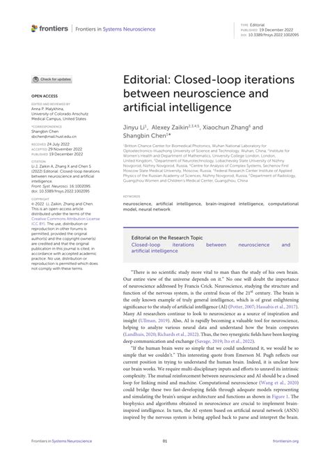 pdf editorial closed loop iterations between neuroscience and