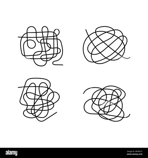 Scribble Tangled Lines Collection Messy Ropes Isolated On White