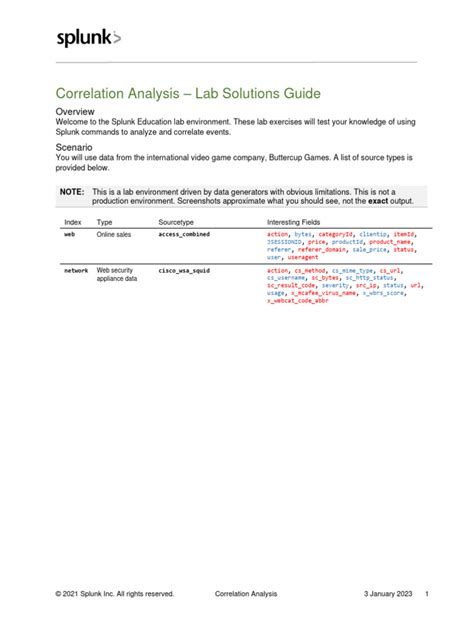 Splunk Lab Correlation Analysis Pdf