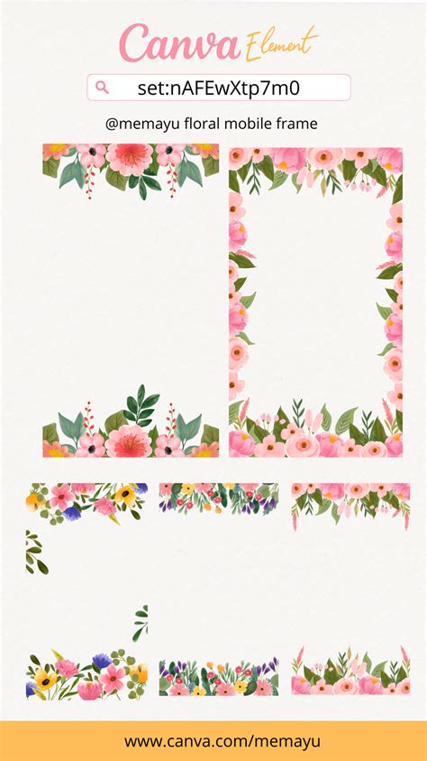 Watercolor Floral Pink Frame Canva Element Artofit