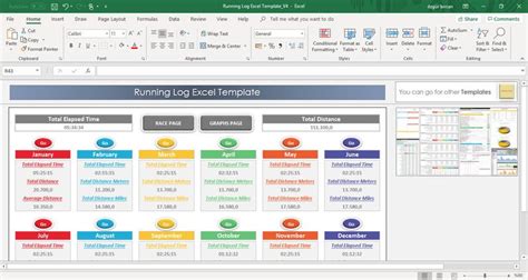 Running Log Excel Template Running Tracker Running Excel Planner Printable Excel Fillable Sheet