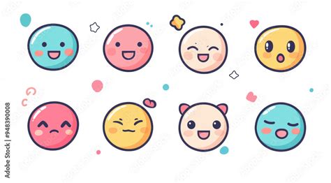 Ilustración De Stock Cute Kawaii Doodle Clip Art With Various