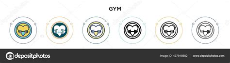 gym icon filled thin line outline stroke style vector illustration