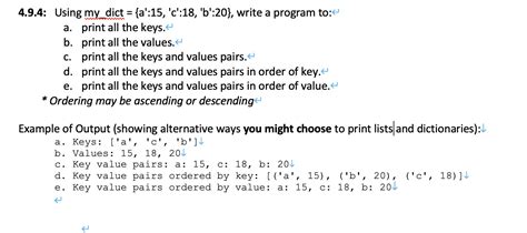 solved 4 9 4 using my dict {a 15 c 18 b 20} write