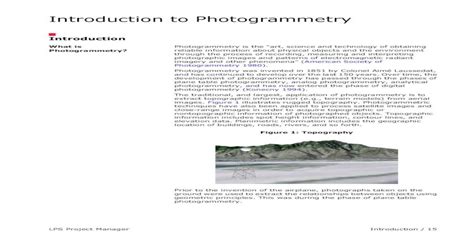 Pdf Introduction To Photogrammetry Gis Resources Project Manager