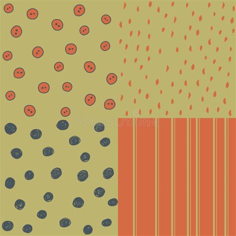 Bright Seamless Patterns Set Stripes Circles Spots Graphic Design