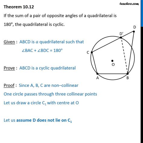 Theorem Class If Sum Of Pair Of Opposite Angles Is