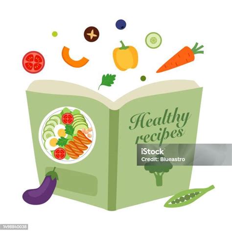 흰색 배경에 평면 디자인으로 요리책을 엽니다 건강한 요리법 책 개념 벡터 그림입니다 교육에 대한 스톡 벡터 아트 및 기타 이미지 교육 레스토랑 벡터 Istock