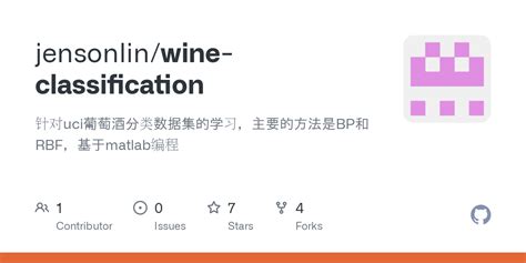 GitHub jensonlin wine classification 针对uci葡萄酒分类数据集的学习主要的方法是BP和RBF基于matlab编程
