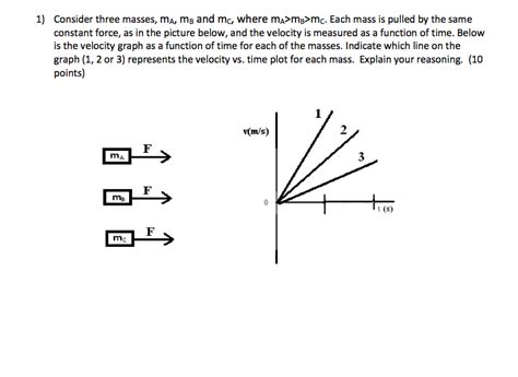 solved consider three masses ma mb and mc where ma mb mc