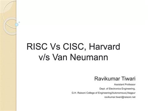 RISC Vs CISC Harvard V S Van Neumann PPTX Programming Languages Computing