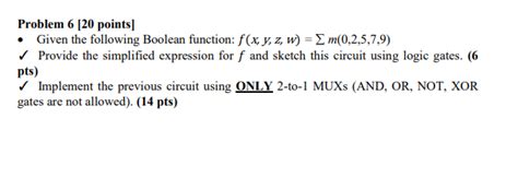 Solved Problem Points Given The Following Boolean Chegg Com