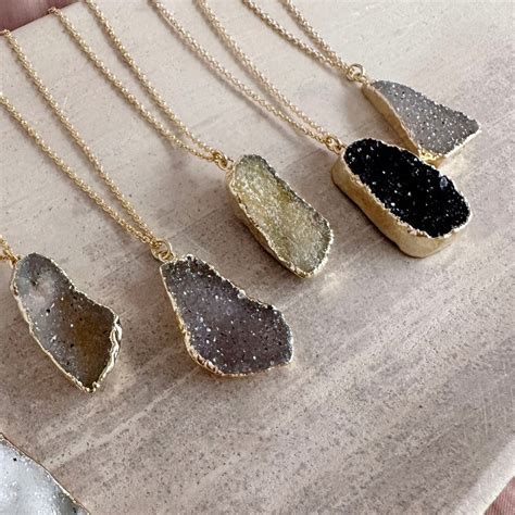 Druzy Geode Necklace Etsy