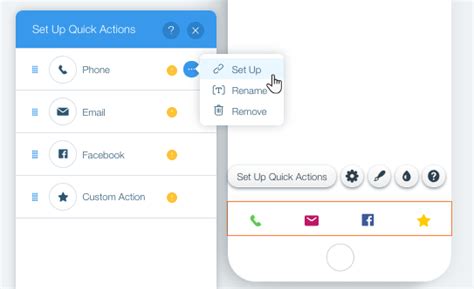 wix editor adding and setting up the quick action bar on your mobile