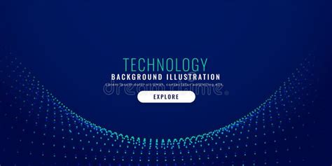 Blue Glowing Particle Mesh Technology Background Design Stock Vector