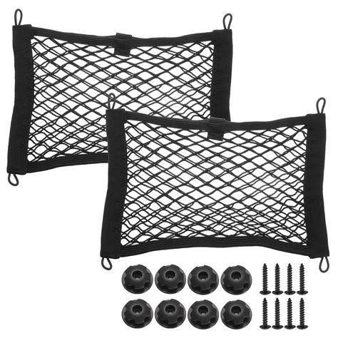 Uxcell 2pcs 2 Layer Small Cargo Net 14 X 9 8 Stretchable Storage Mesh Pocket Net Automotive