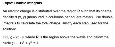 Solved Topic Double Integrals An Electric Charge Is
