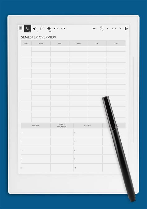Download Printable Semester Overview One Page Template Pdf