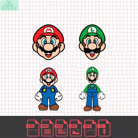 Luigi And Mario Svg Uper Mario Svg Mario Svg Bundle Mario Inspire Uplift