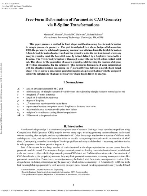 Fillable Online Free Form Deformation Of Parametric Cad Geometry Via B Spline Fax Email