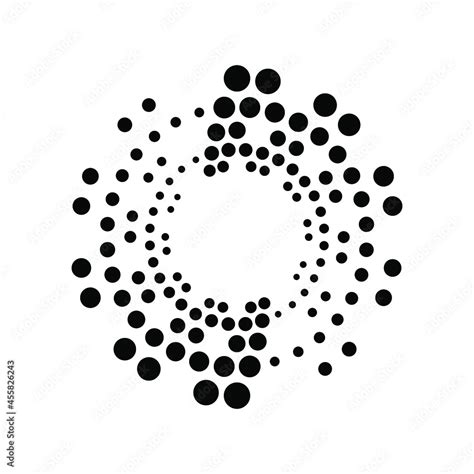 Black Radial Dotted Lines In Round Form Halftone Design Element For