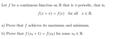Solved Let F Be A Continuous Function On R That Is Chegg Com