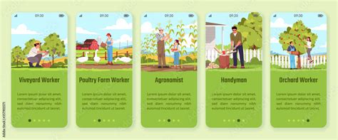 Local Production Onboarding Mobile App Screen Vector Template Countryside Farm Harvest Poultry