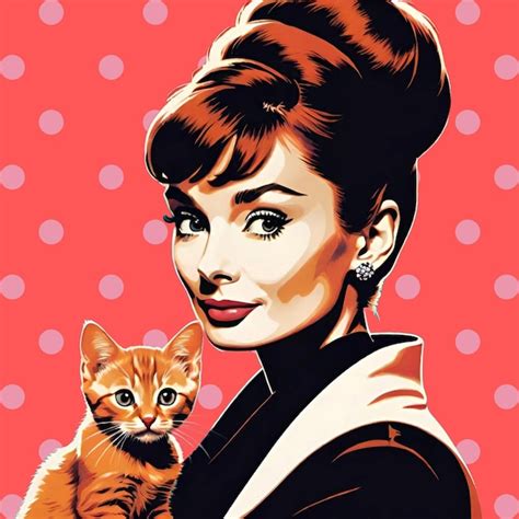 Audrey Hepburn With A Ginger Kitten Premium Ai Generated Image