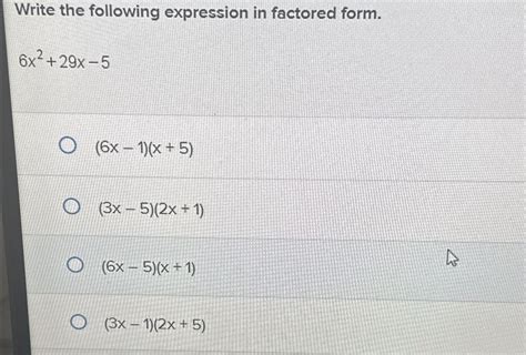 solved write the following expression in factored