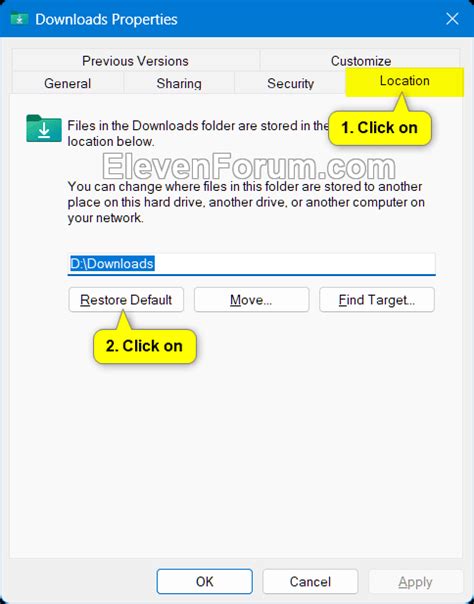 Move Or Restore Default Location Of Downloads Folder In Windows 11